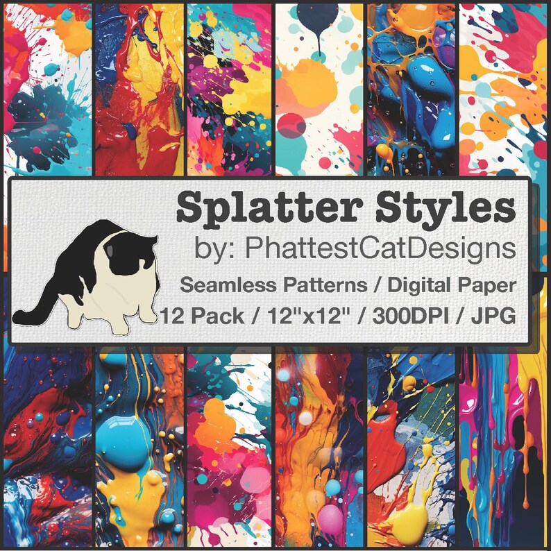 Splatter Styles 12 Digital Seamless Splatter Patterns - Etsy