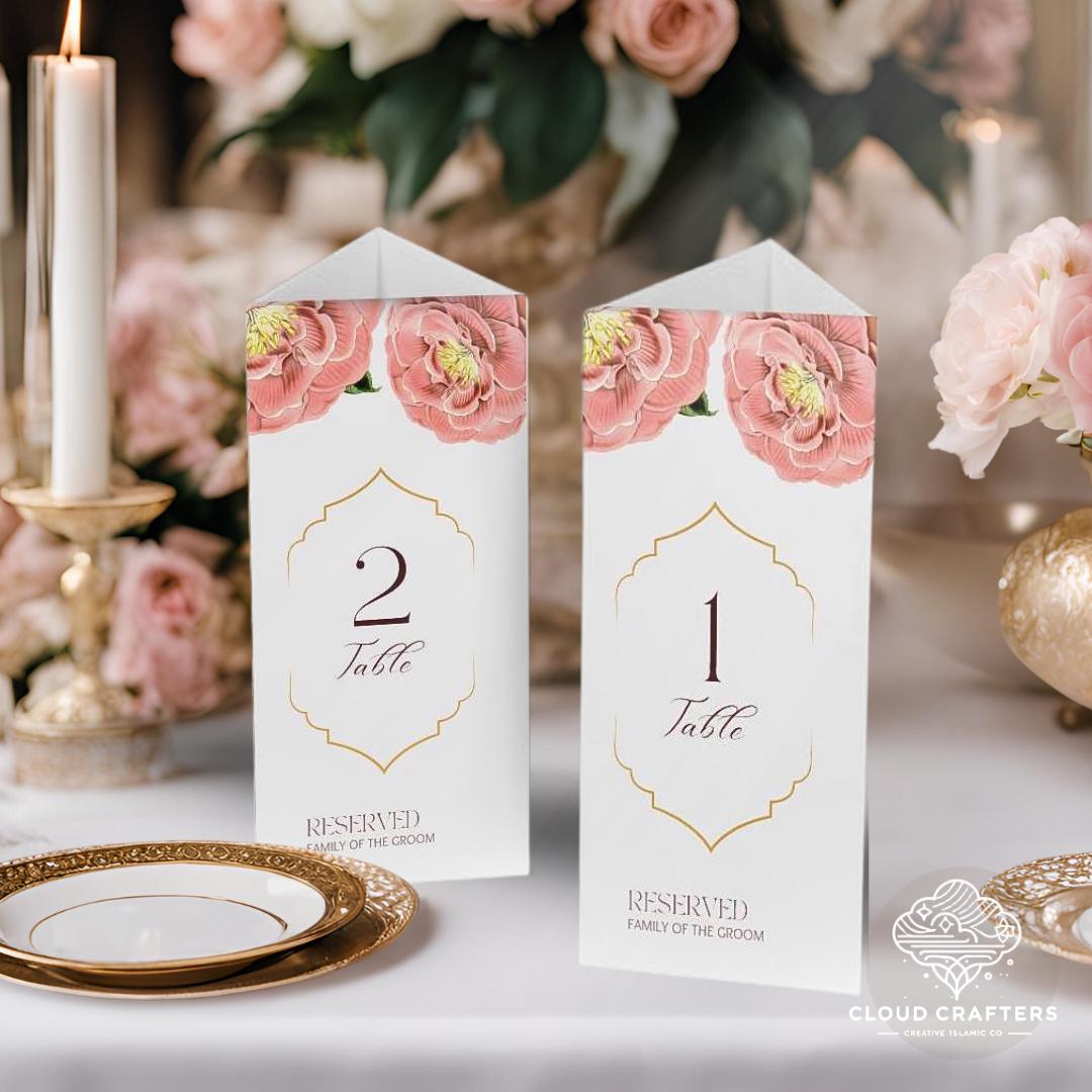 Elegant 3-in-1 Islamic Wedding Table Sign Decor, Trifold 3-sided Menu ...