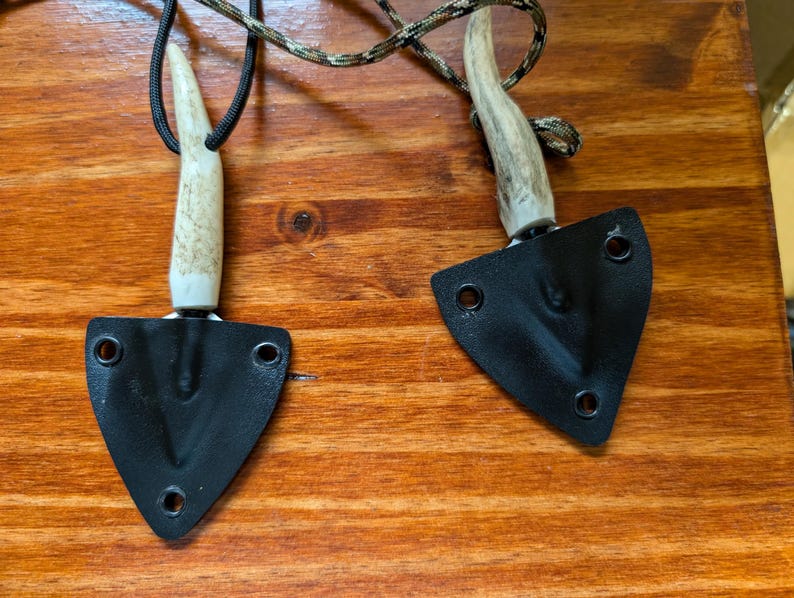 Real Whitetail Deer Antler Neck Knife With Cover. - Etsy