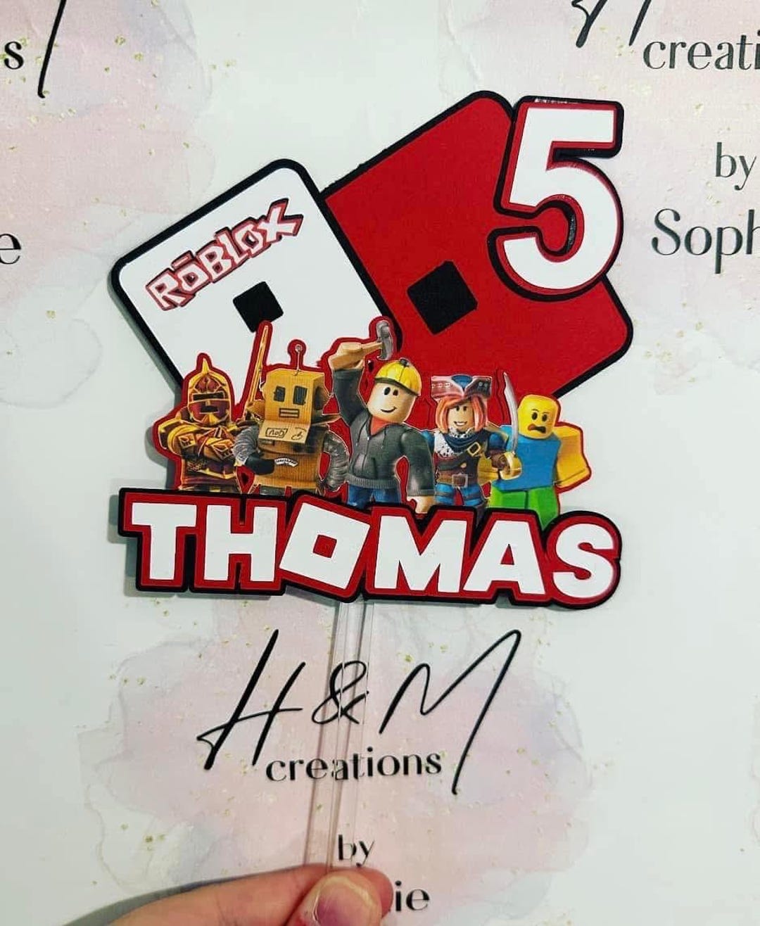 Personalized Roblox Birthday Cake Topper: Custom Name & Age - Etsy