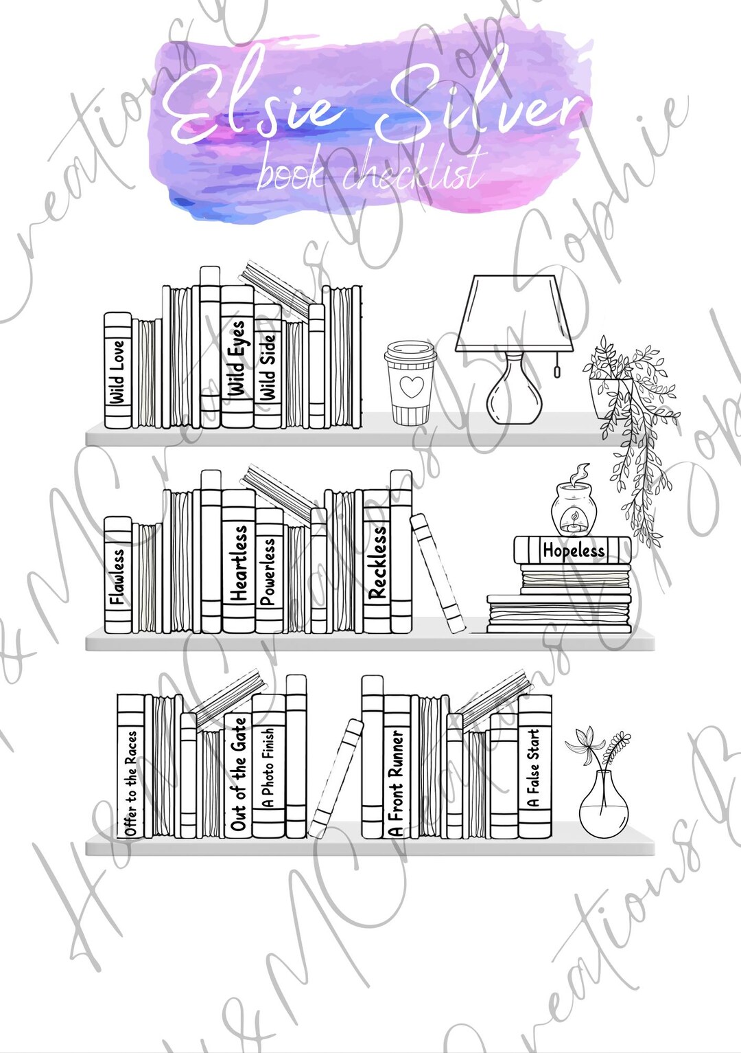 Digital Printable Colouring Elsie Silver Book Checklist - Etsy
