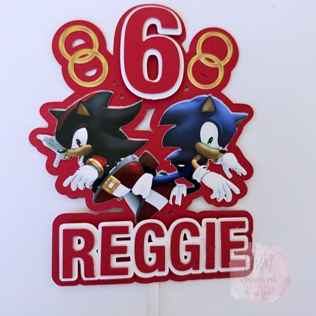 Personalized Sonic Cake Topper: Red Glitter Birthday Decor - Etsy