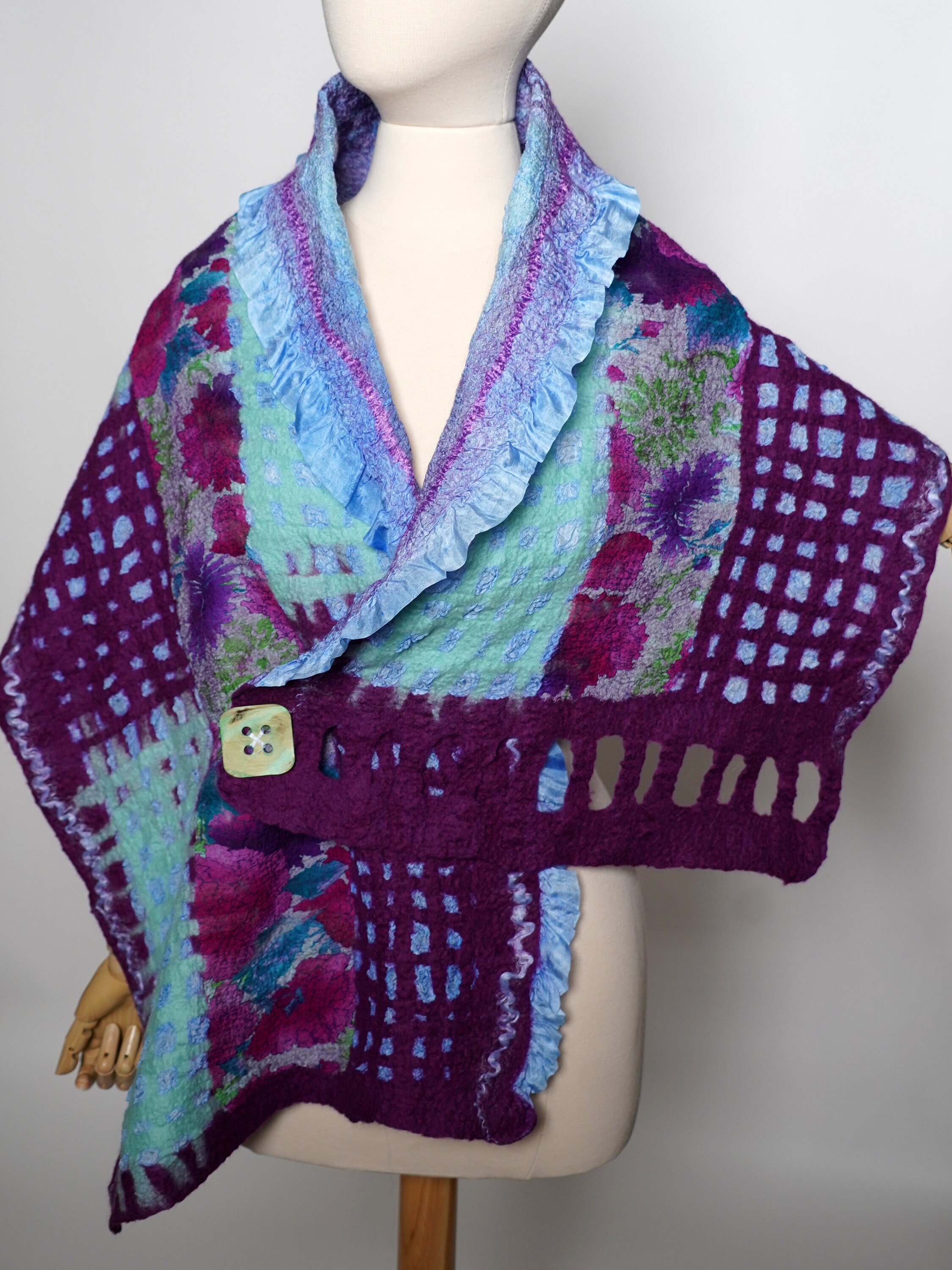 Art Shawl, Upside Down Shawl, 2 Way Shawl, Scarf, Wrap, Lattice Work ...