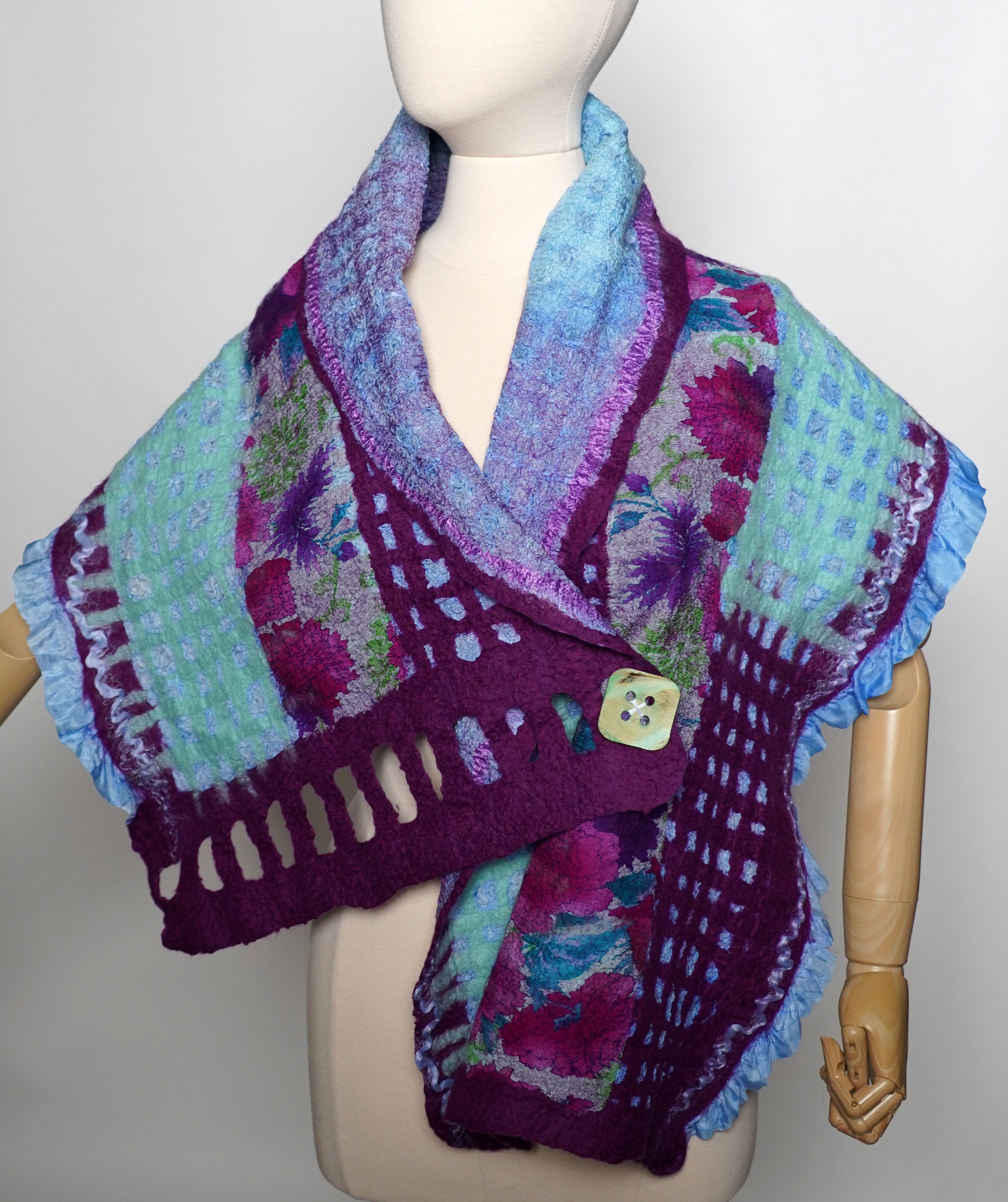 Art Shawl, Upside Down Shawl, 2 Way Shawl, Scarf, Wrap, Lattice Work ...