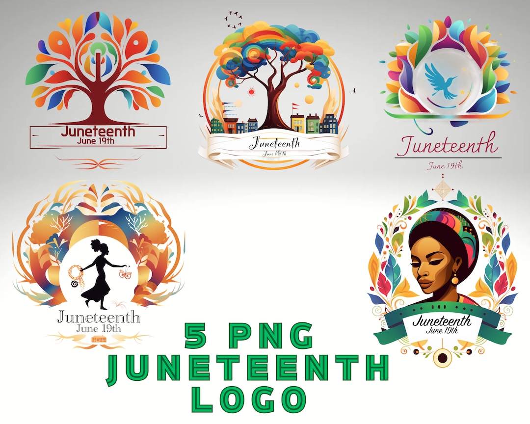 Juneteenth Logo Bundle, 5 Digital PNG Designs, Juneteenth Celebration ...