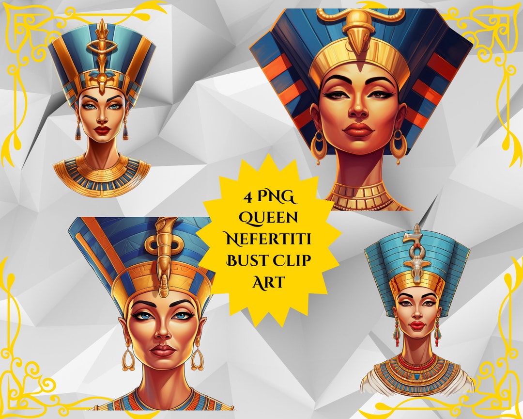 Queen Nefertiti Bust Clip Art, Ancient Egyptian Art, Digital Download ...