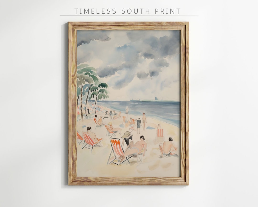 Beachy Wall Art, Beach Art Work, Hello Summer, Vintage Beach Poster ...