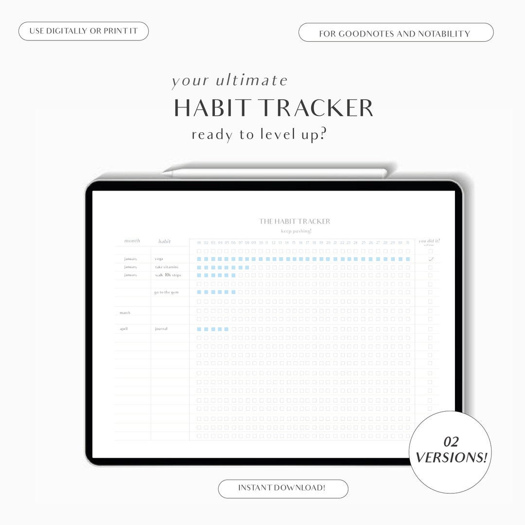 Habit Tracker Printable Habit Tracker Template Routine Tracker Goal ...