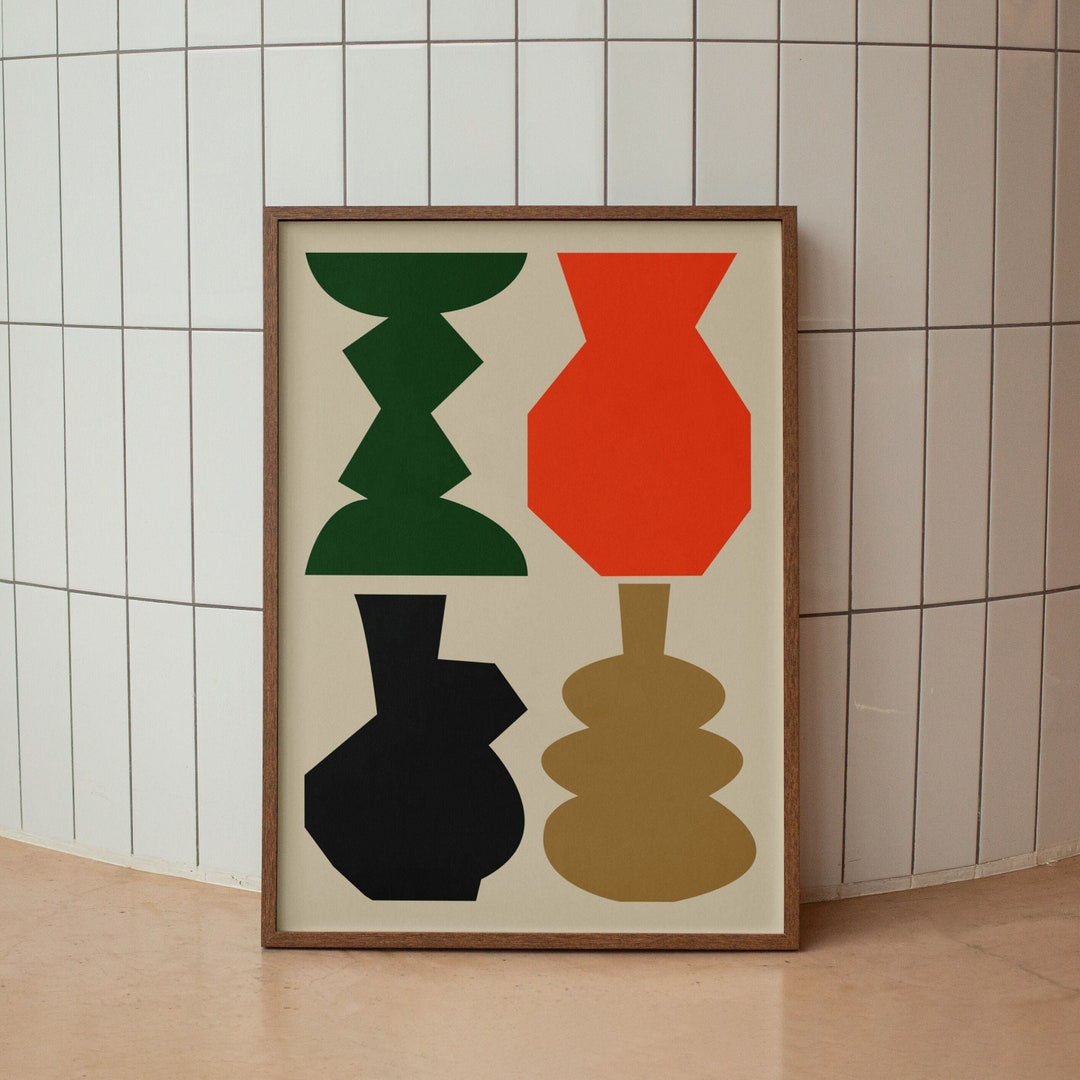 Abstract Vase Shapes Art Print, Modern Interior Art Print, Gallery Wall ...