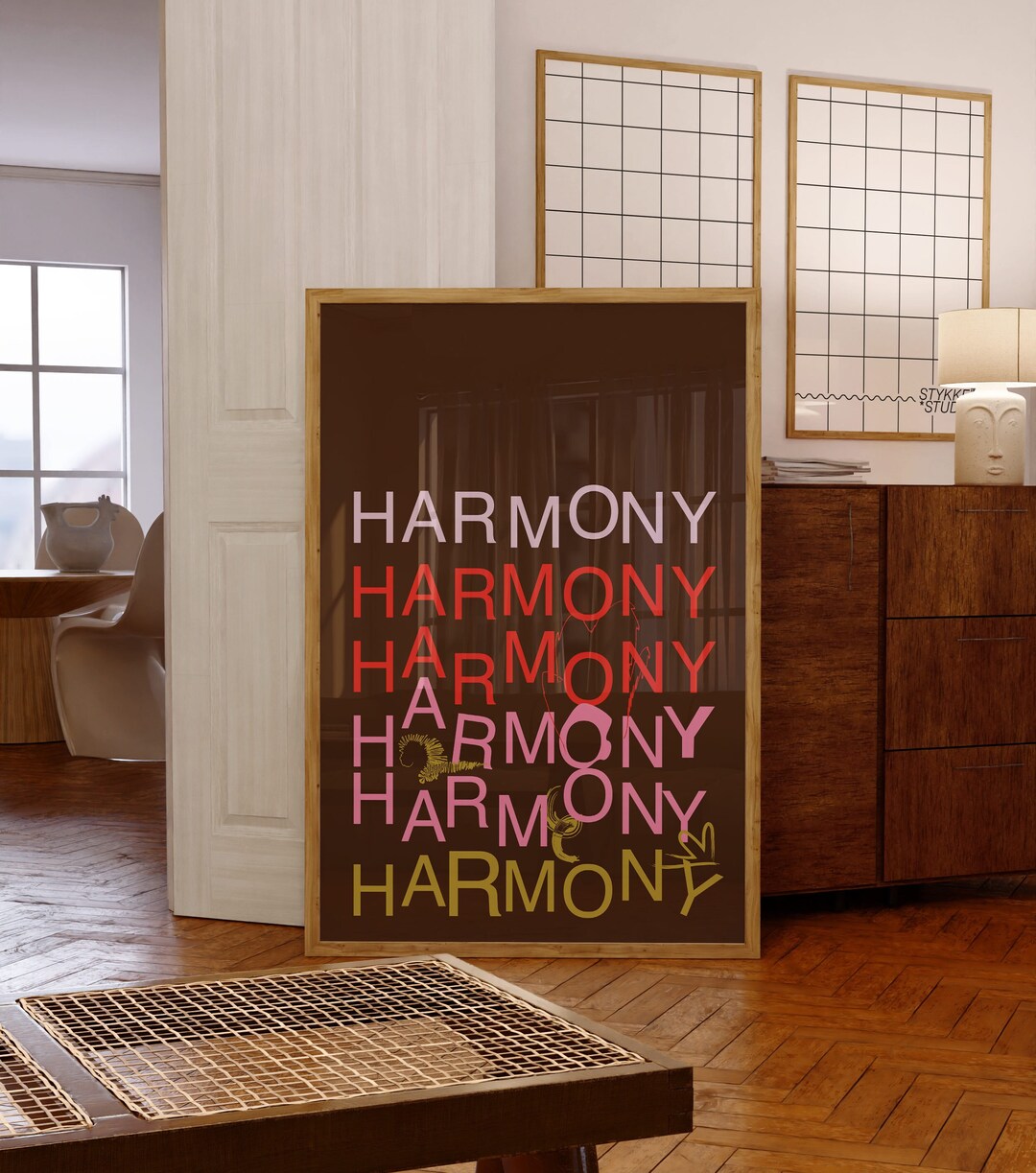 Typographic 'harmony' Helvetica Poster, Playful Type Home Decor ...