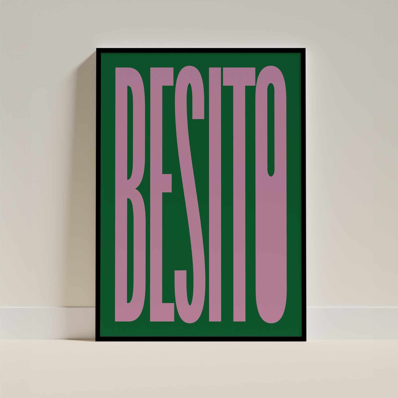 Besito Art Print – Pink & Green Spanish Typography, Kiss Decor - Etsy