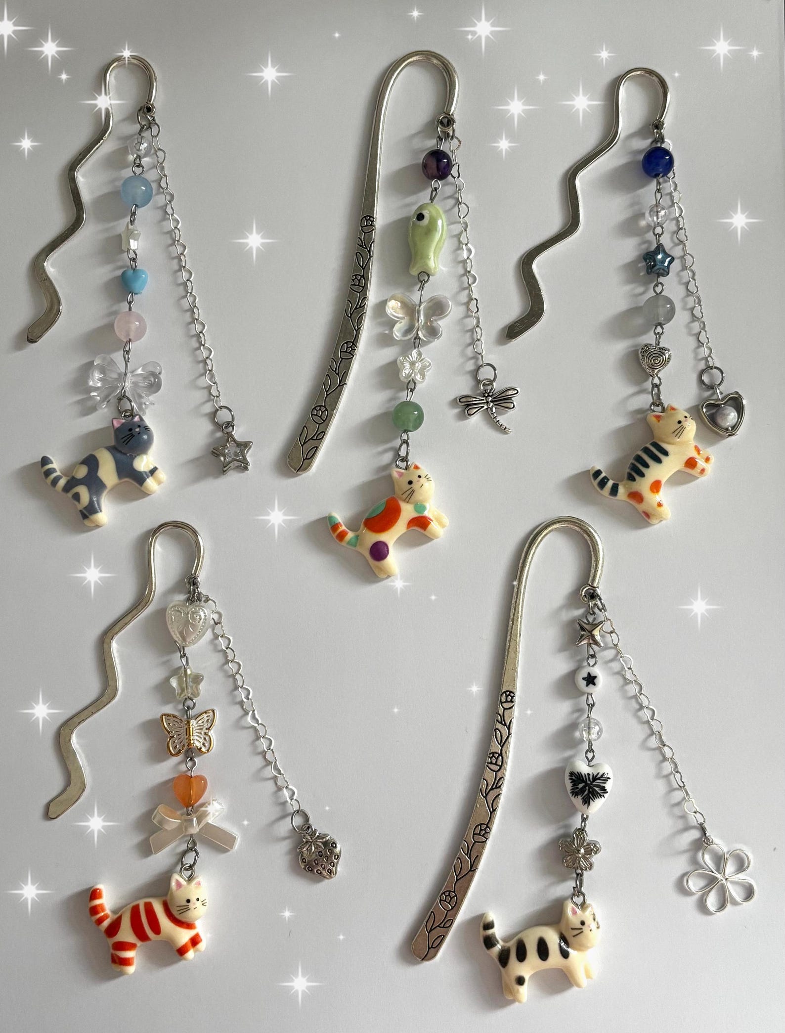 Cat Whimsical Beaded Bookmarks - Fairycore Maximalism Cottagecore ...