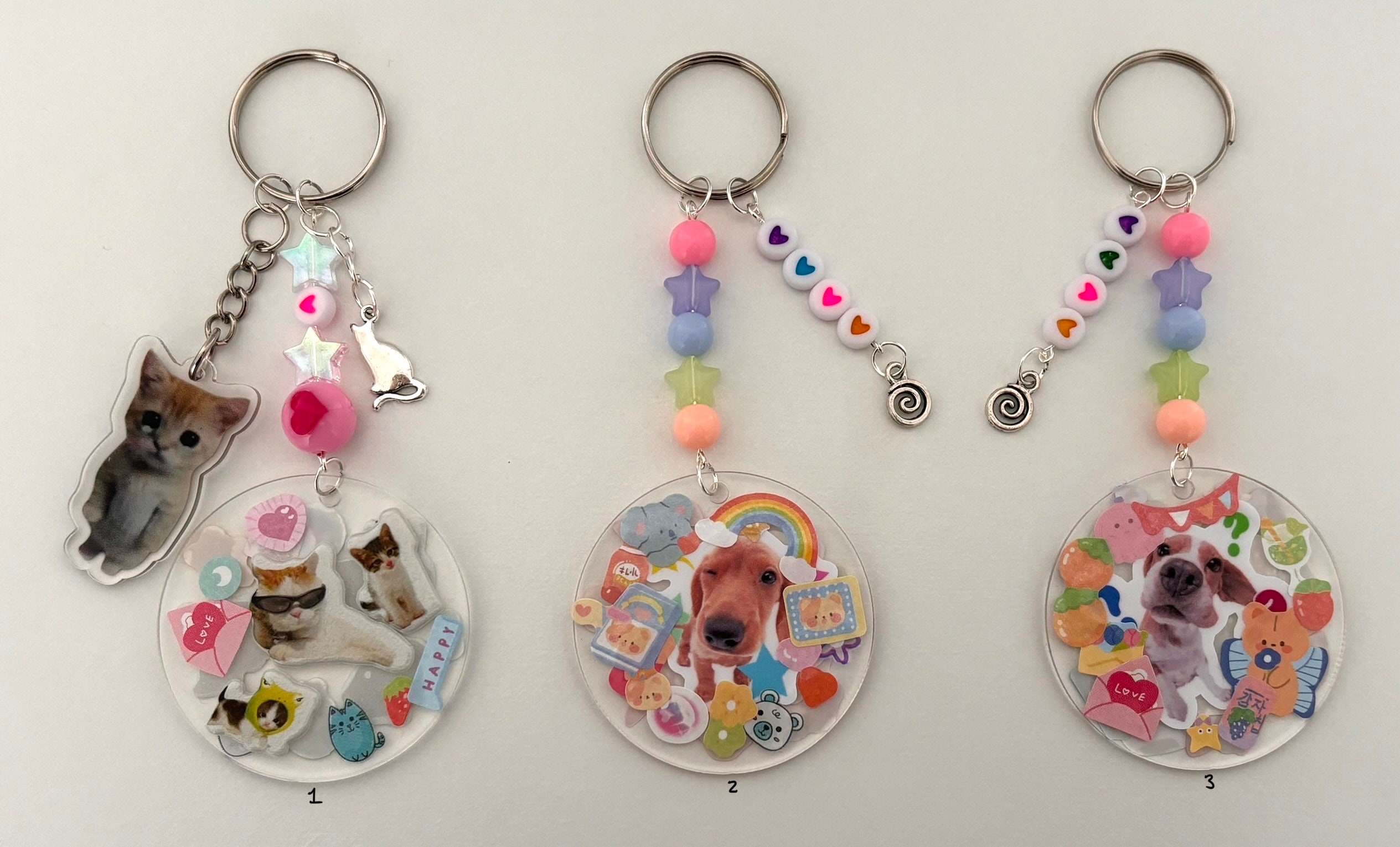 Holographic Silly Cat and Dog Keychains - Etsy