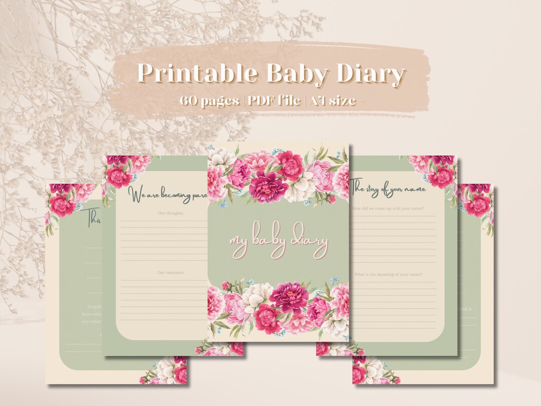 Printable Digital Baby Diary Newborn Journey Notebook Pregnancy Parents ...
