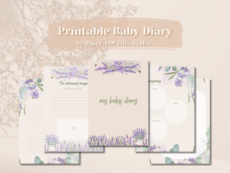 Printable Digital Baby Diary Newborn Journey Notebook Pregnancy Parents ...