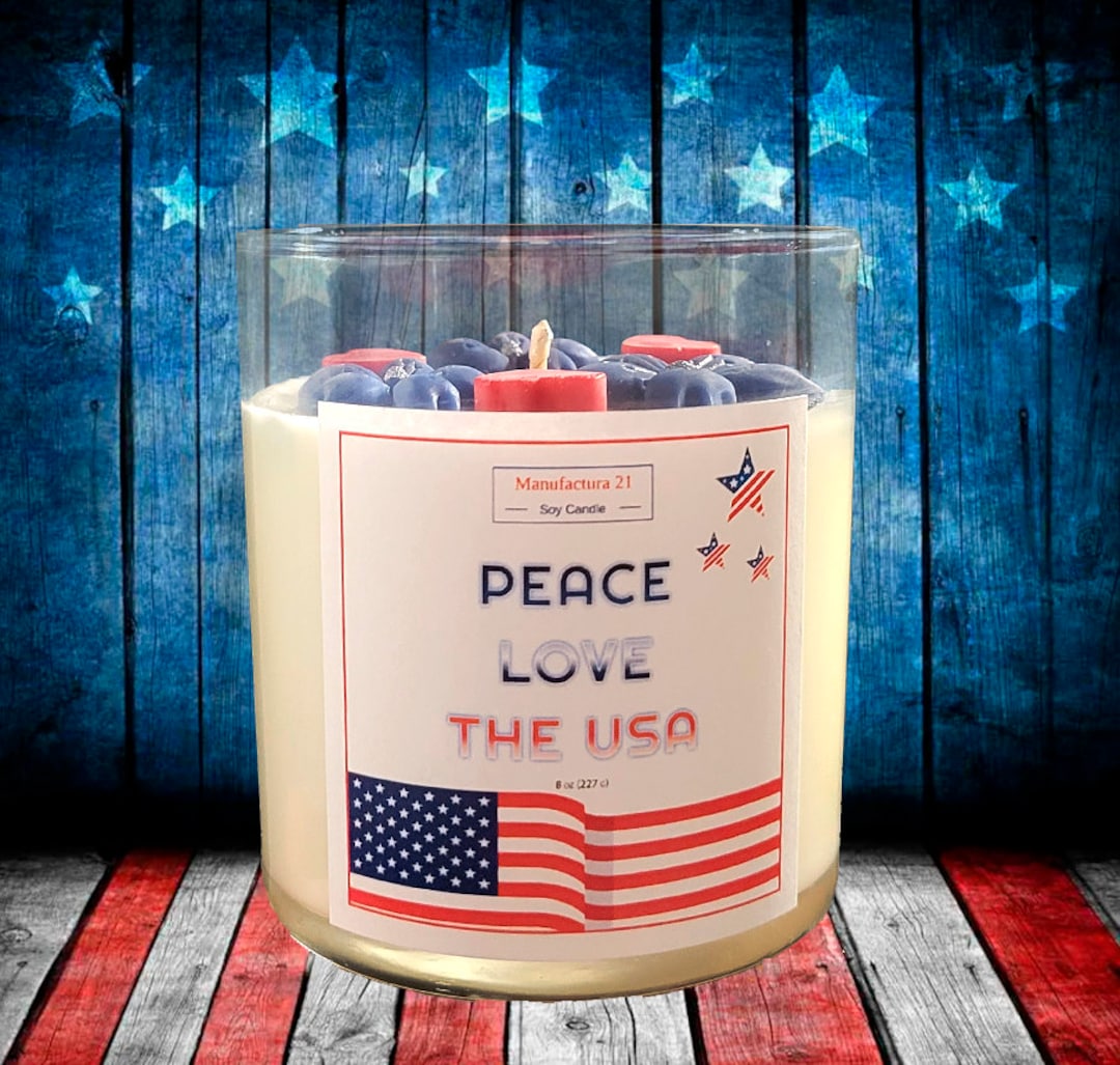 Patriotic Soy Candle: Red, White & Blue American Flag - Handmade in USA ...