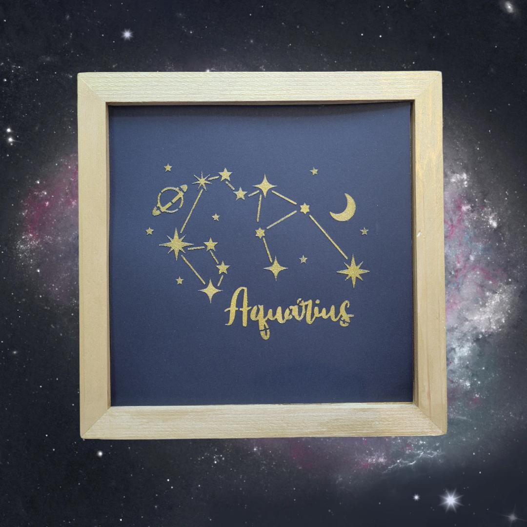 Zodiac Aquarius Wall Art - Gold Zodiac Box - Celestial Frames ...