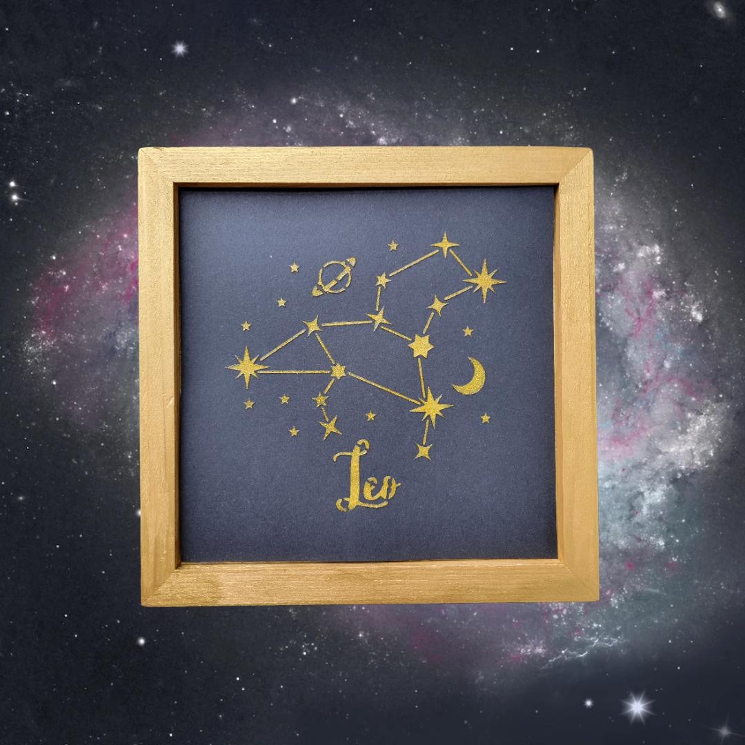 Leo Zodiac Wall Art - Gilded Celestial Box - Astrology Home Decor ...