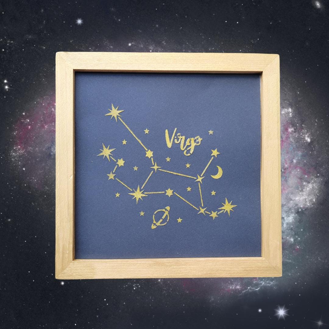 Zodiac Virgo Wall Art - Gold Zodiac Box - Celestial Frames - Astrology ...