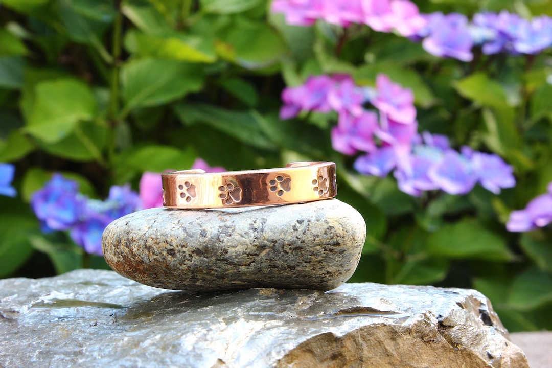 Custom Copper Cuff Bracelet: Paw Print Design, Handmade in Scotland - Etsy