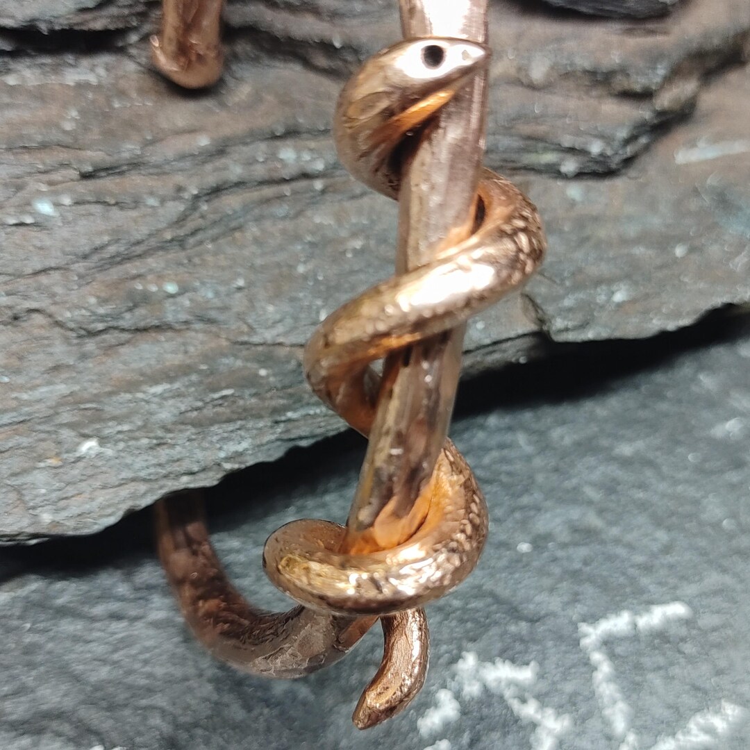 Handcrafted Copper Asclepius Bracelet: Snake Staff Jewellery - Etsy