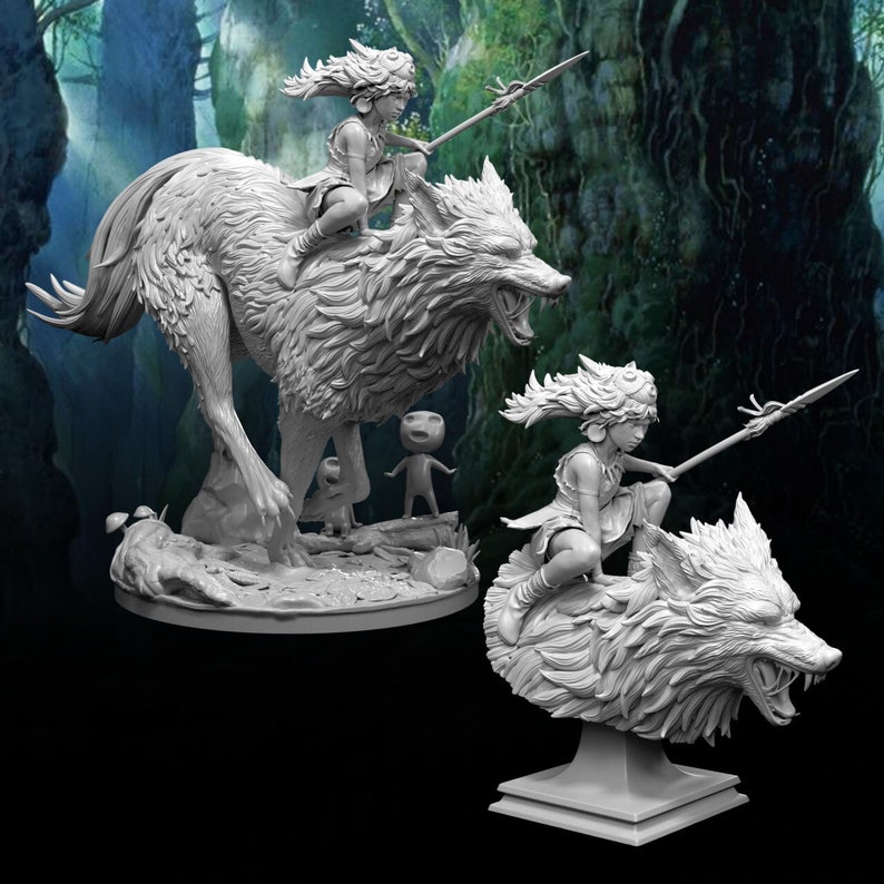 Princess Mononoke Bust STL Anime Sculpture High Quality STL STL File ...