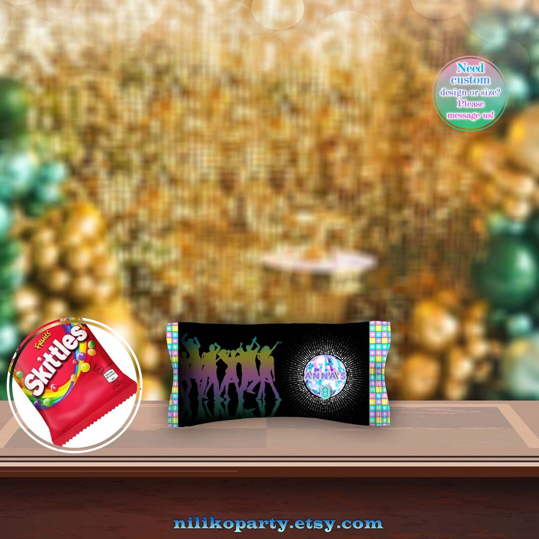 Skittles Bag Disco Wrapper Dance Party Favor Candy Bag Theme Birthday ...