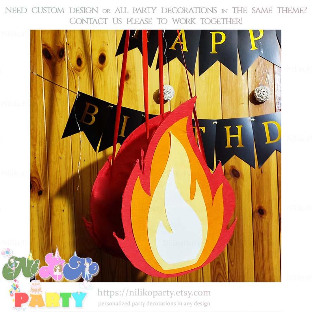 Pinata Fire Flame, Custom Campfire Pinata, Pinata for Kids Fireman ...