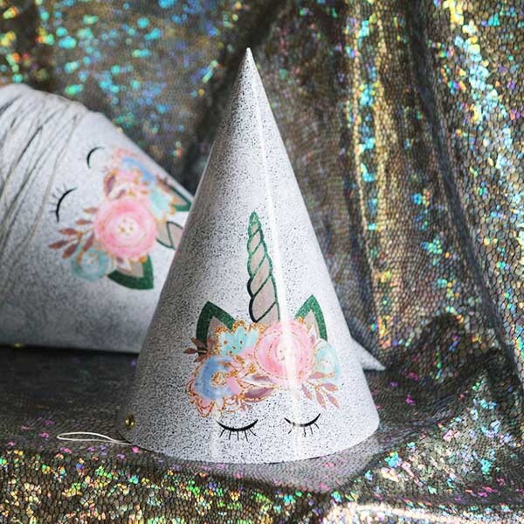 Unicorn Birthday Hat, Magical Unicorn Party Hat Favor Pink Gold Rainbow ...