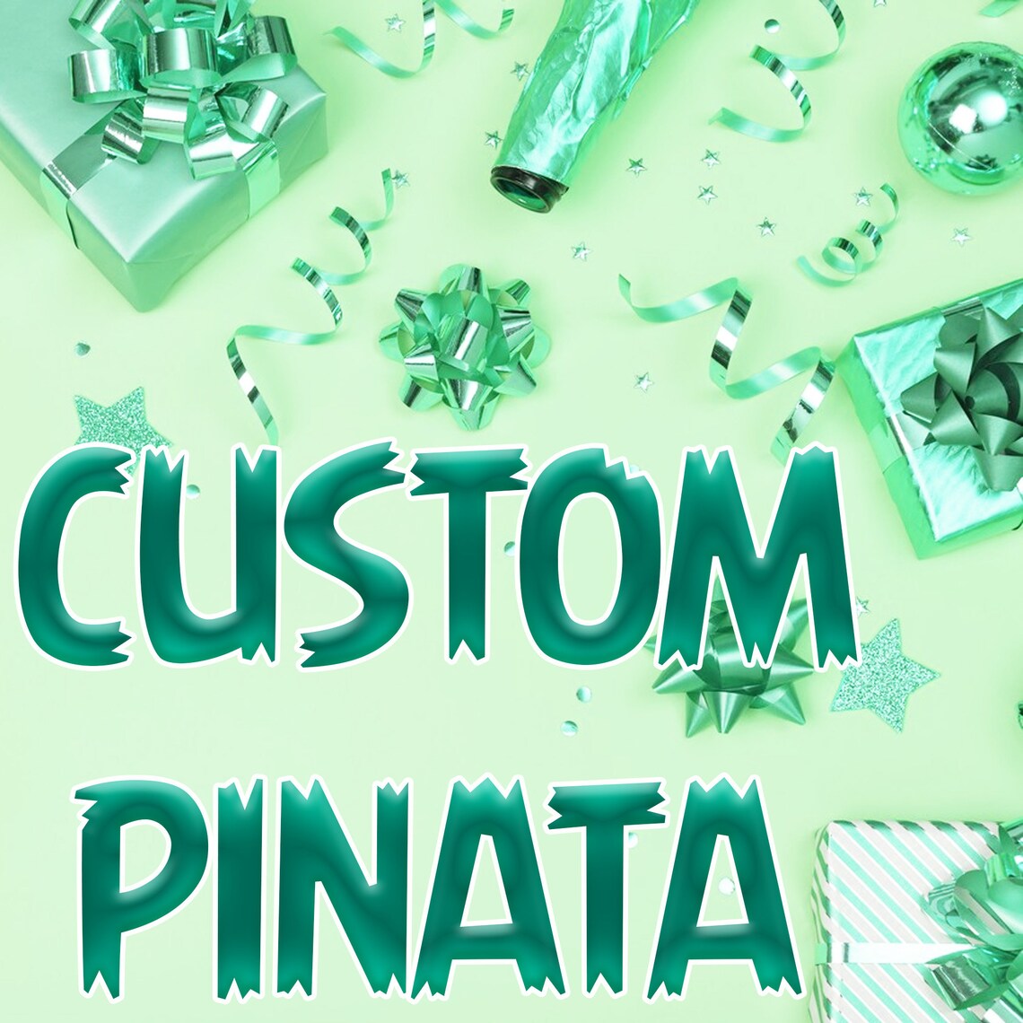 Custom Number Pinata, Pinata for Kids, Green Pink Flower Birthday ...