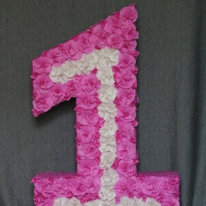 Custom Number Pinata, Pinata for Kids, Green Pink Flower Birthday ...