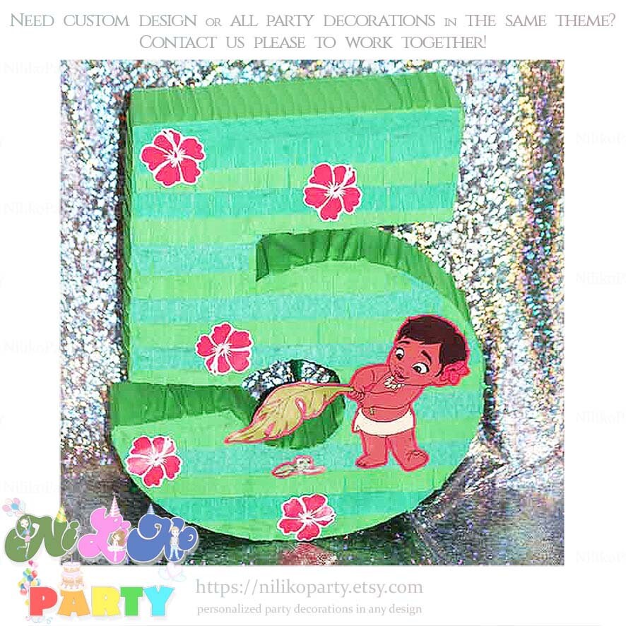 Custom Number Pinata, Pinata for Kids, Green Pink Flower Birthday ...