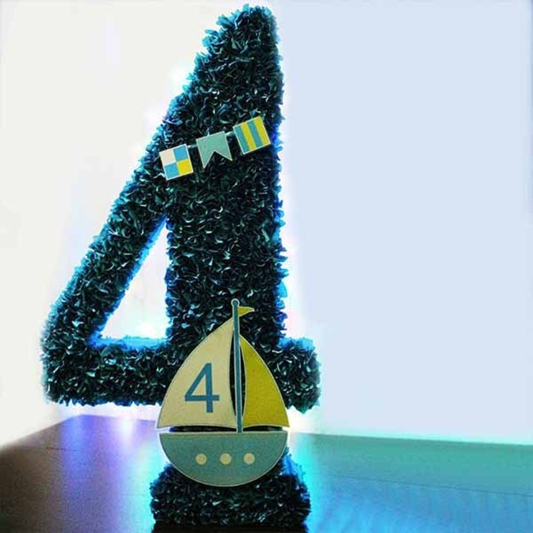 Custom Number Pinata, Pinata for Kids, Blue Boat Nautical Birthday ...