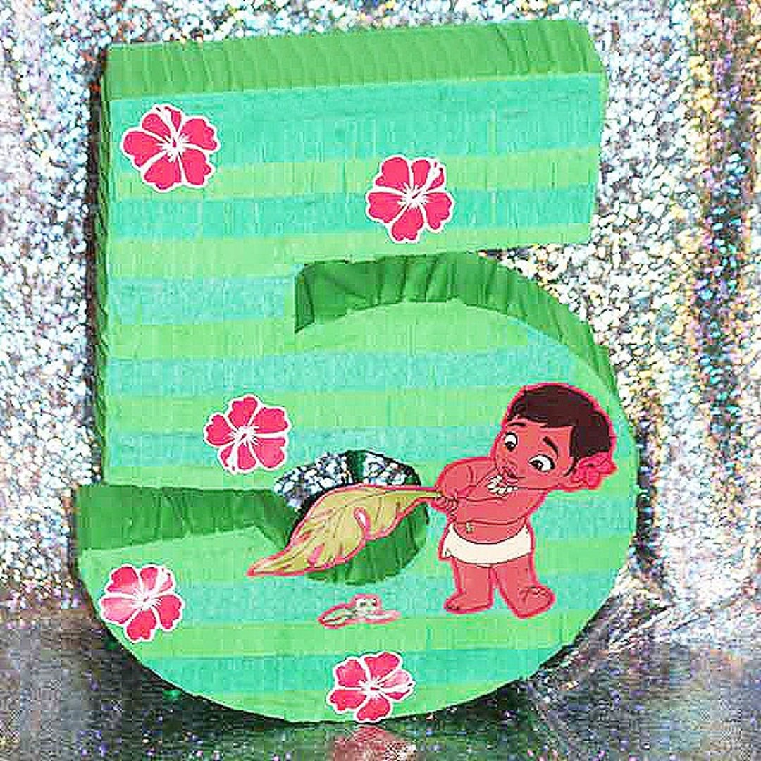 Custom Number Pinata, Pinata for Kids, Green Pink Flower Birthday ...