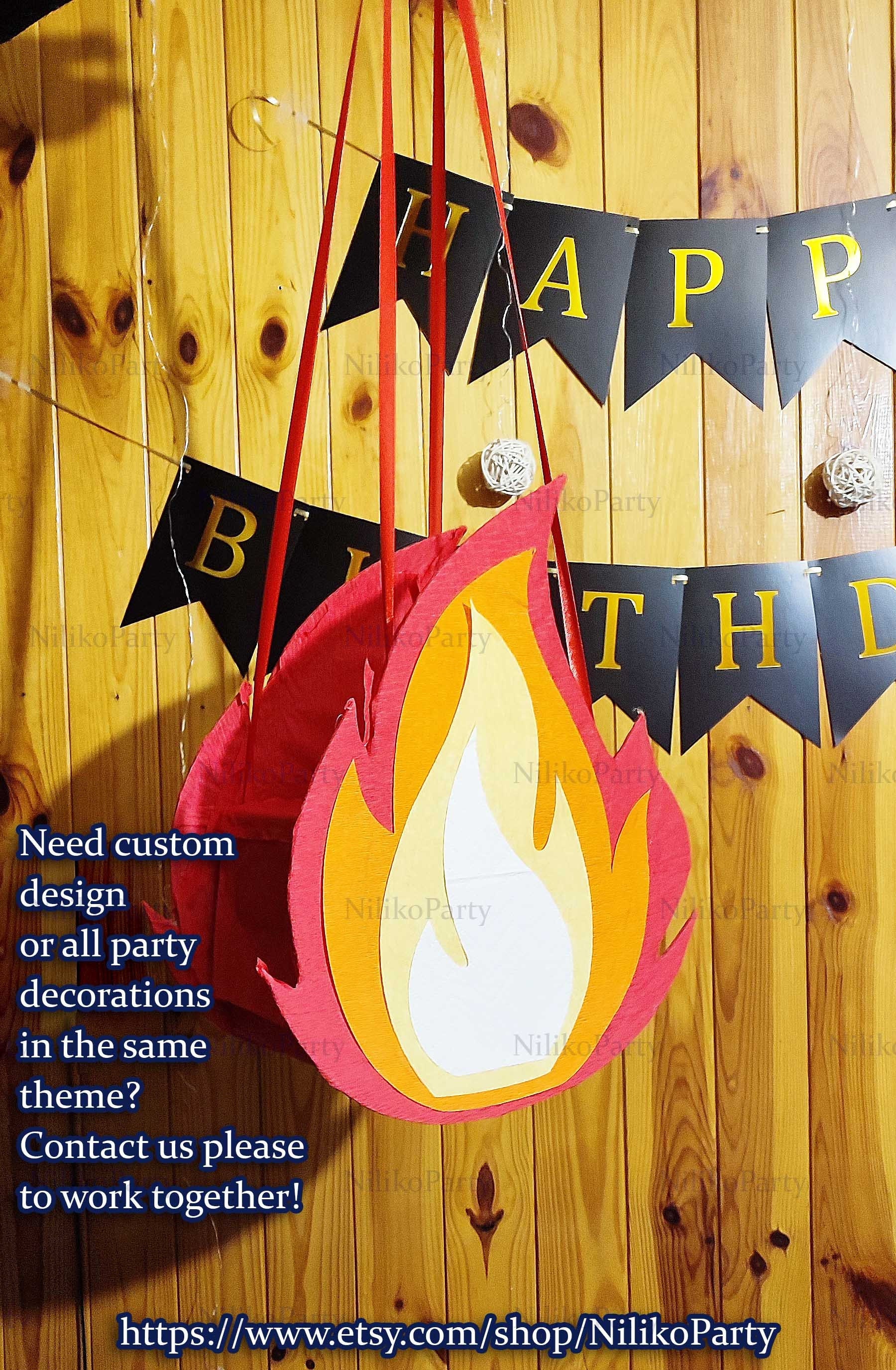 Pinata Fire Flame, Custom Campfire Pinata, Pinata for Kids Fireman ...