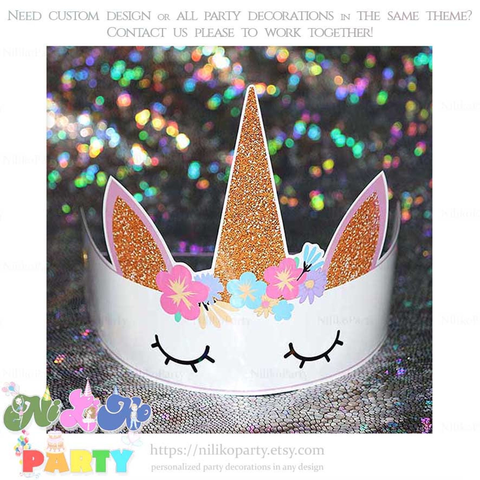 Unicorn Birthday Crown Hat, Personalized Hat Crown Favors Magical ...