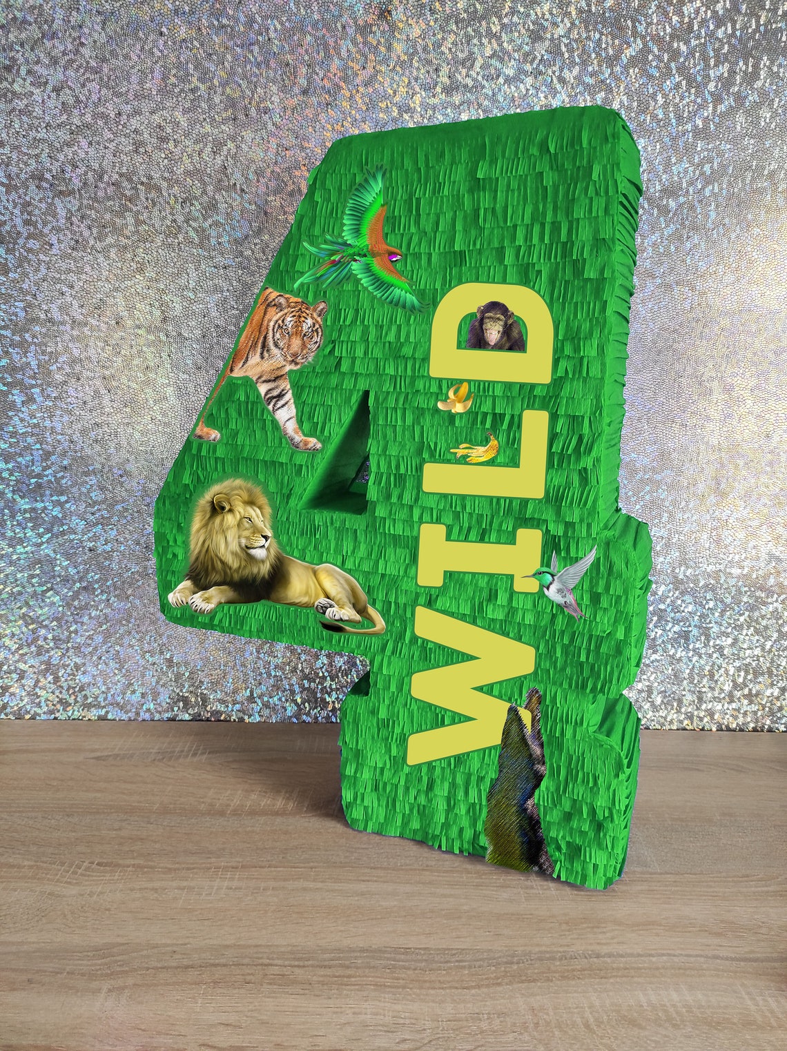 Custom Number Pinata, Pinata for Kids, Green Pink Flower Birthday ...