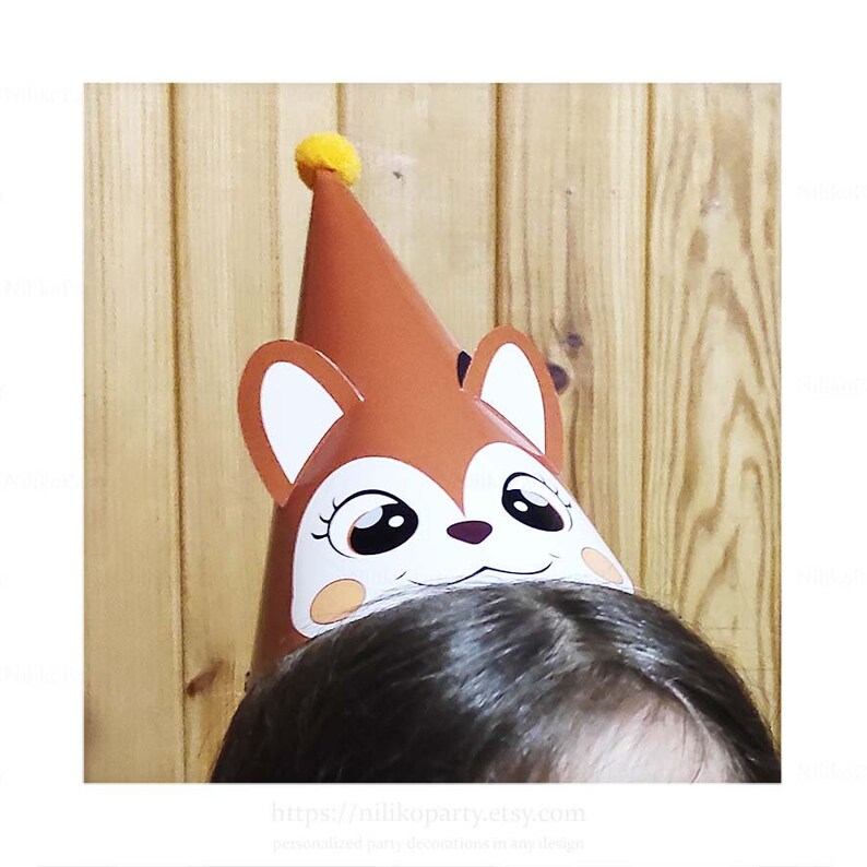 Personalized Woodland Animals Birthday Hats – Squirrel, Bear, Raccoon ...
