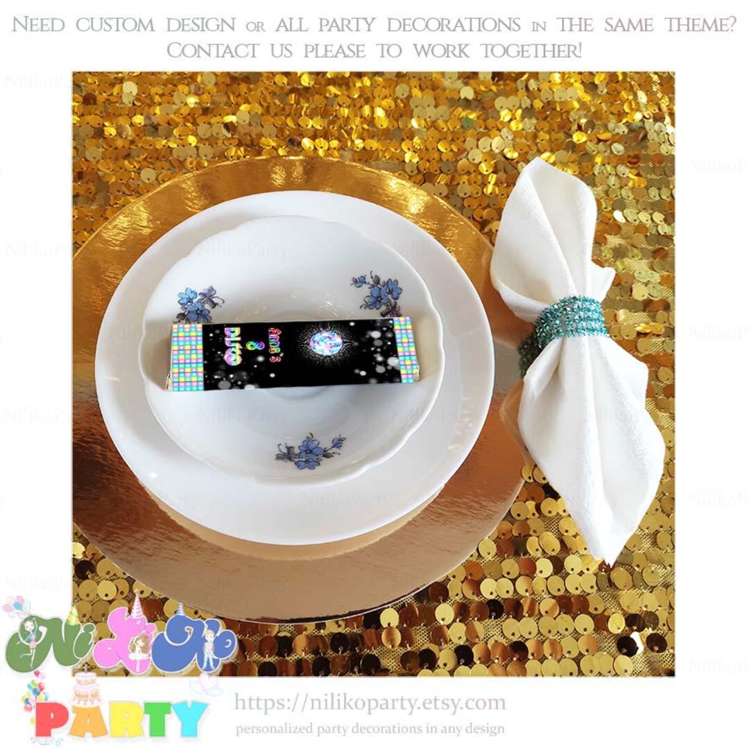 Disco Chocolate Dance Party Favors Candy Bar Wrapper Label Birthday ...