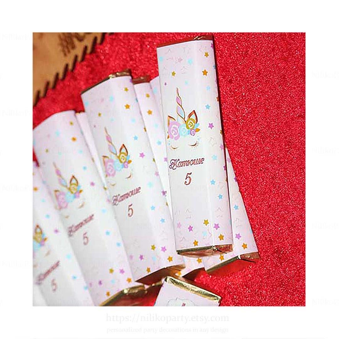 Unicorn Favor Chocolate Magical Candy Bar Pink Gold Rainbow Girl ...