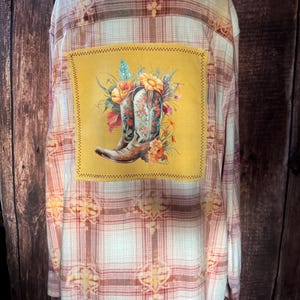 Stitched Patch Applique Bleached Flannel Shirt - Etsy