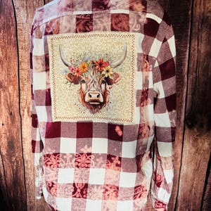 Stitched Patch Applique Bleached Flannel Shirt - Etsy