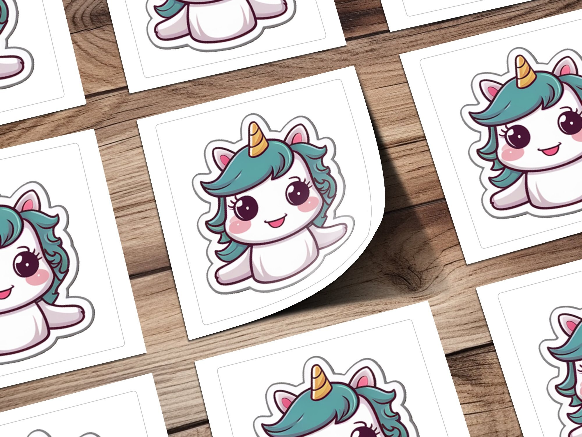 Cute Unicorn Sticker, Kawaii Unicorn Face Decal, Pastel Colors, Durable ...