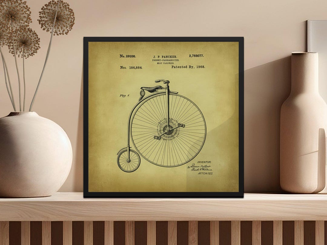 Vintage Penny Farthing Bicycle Patent Art Print: Steampunk Decor (PDF ...