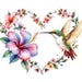 Floral Heart Hummingbird T-shirt Design: Mother's Day PNG (digital ...