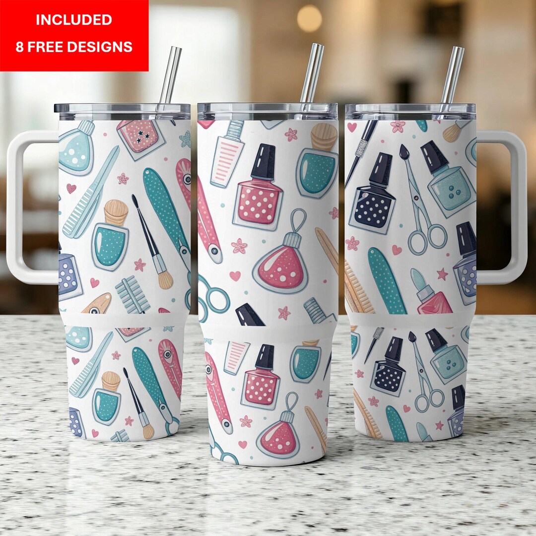Nail Salon Tumbler Wrap: Manicure Tools 40oz Design (digital Download ...