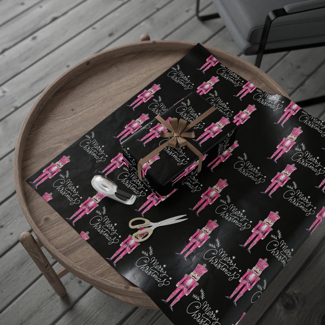 Black Christmas Wrapping Paper Holiday Gift Wrap Nutcracker Gift Wrap ...