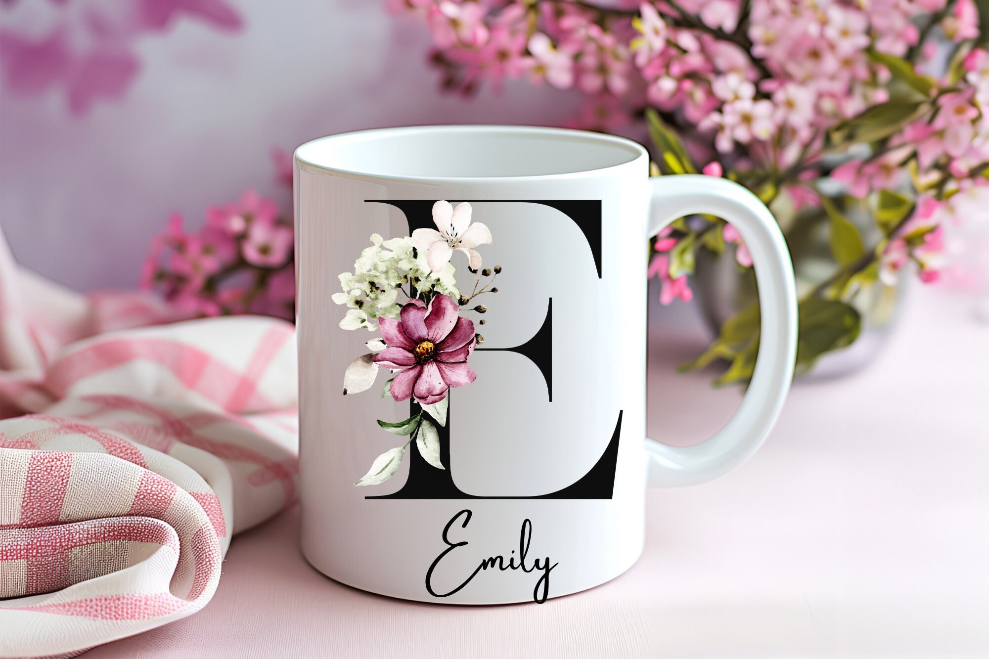 Mug With Letter, Personalized Gift, Mug With Initial Letter, Ceramic ...
