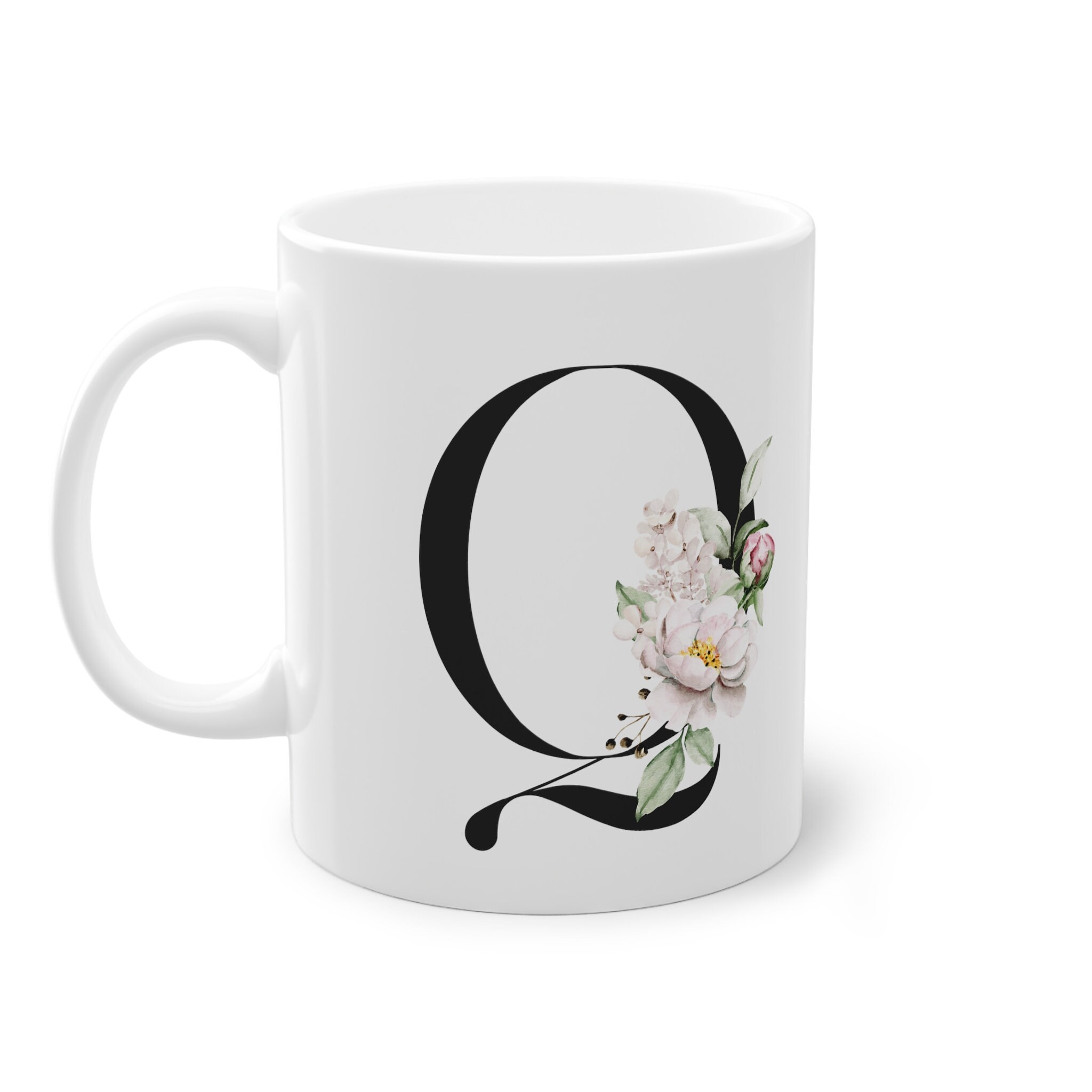 Cup With Letter Personalized With Initial Letter Ceramic Flowers ...