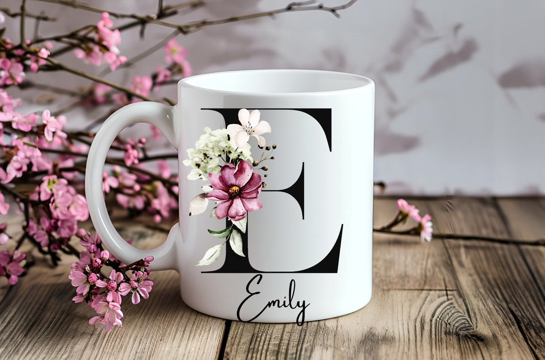Mug With Letter, Personalized Gift, Mug With Initial Letter, Ceramic ...